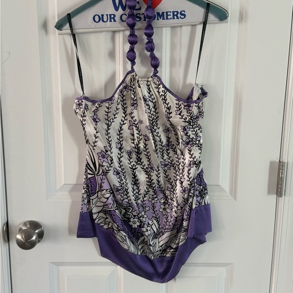 bebe | Tops | Bebe Purple And White Floral Tank Top | Poshmark